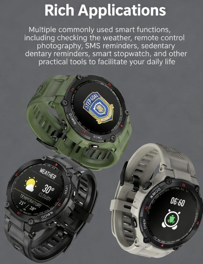 K22 smartwatch displaying multiple function screens
