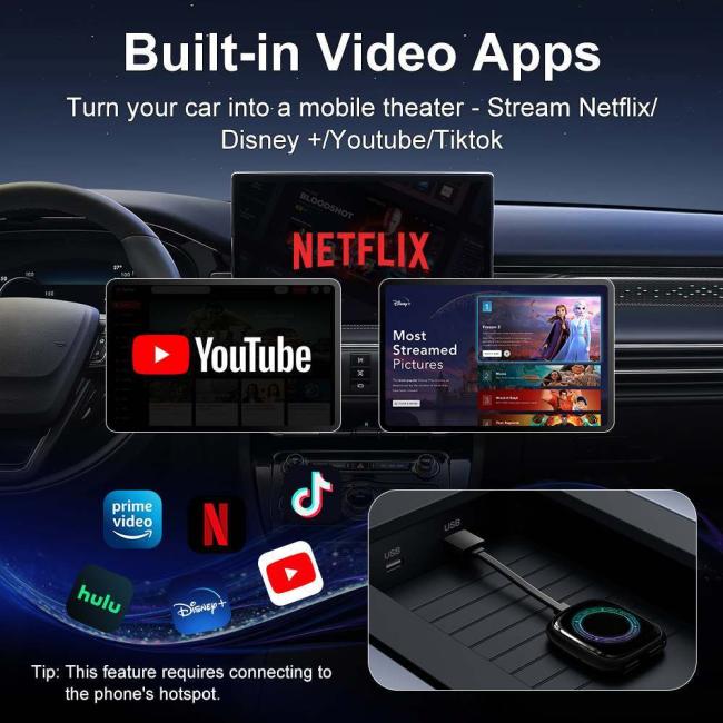 Built-in streaming apps interface
