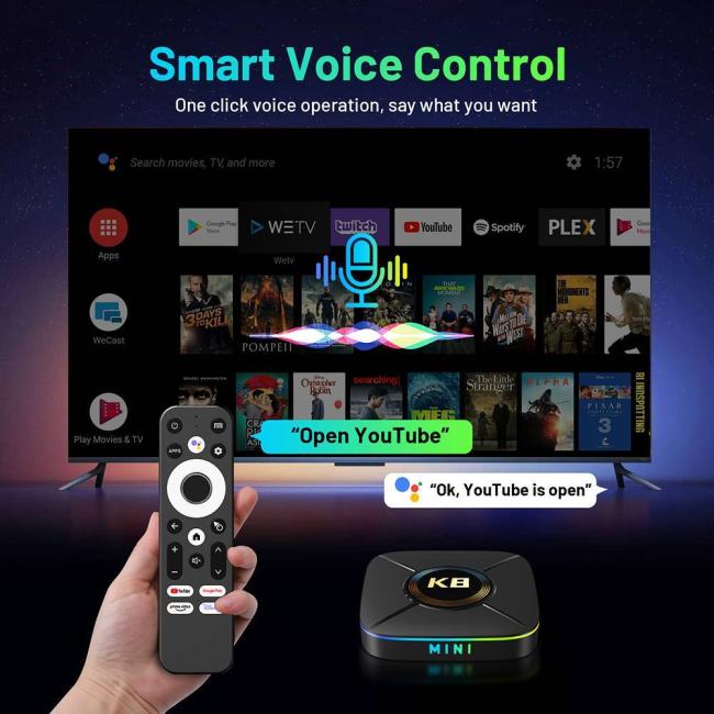 K8 Smart TV Box with voice remote control