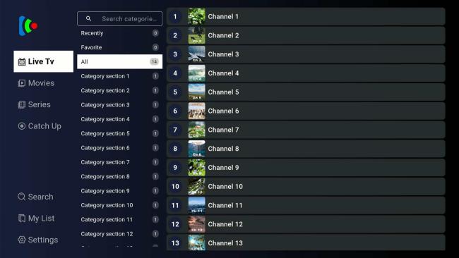 Tivimagic IPTV player interface showing global channels