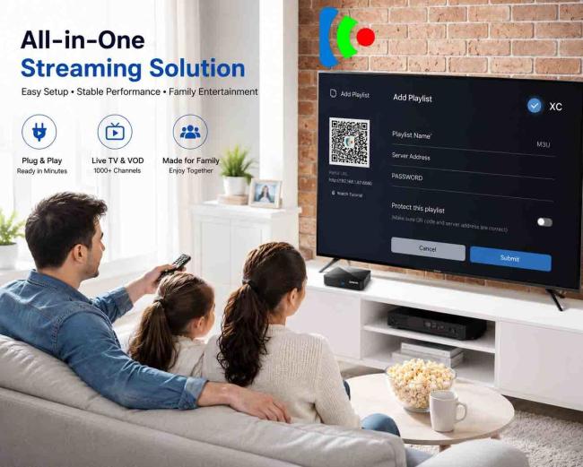 Home entertainment setup with TV box