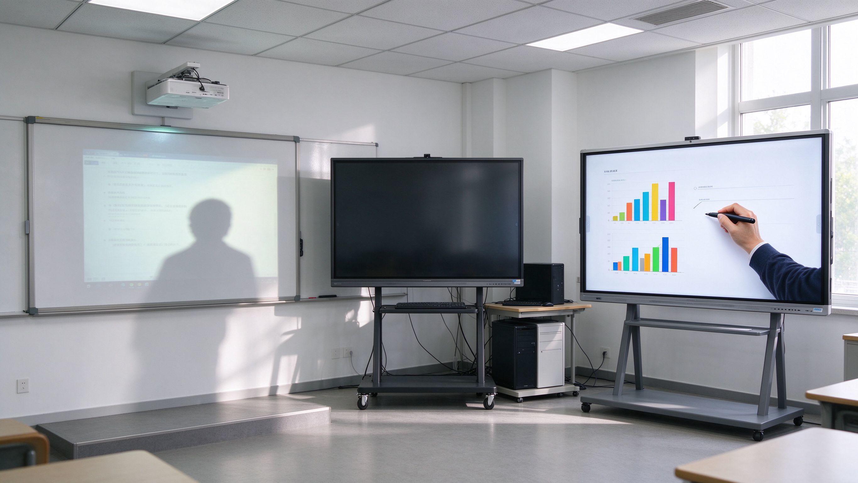 Comparison of interactive flat panel, projector and flat TV for classrooms