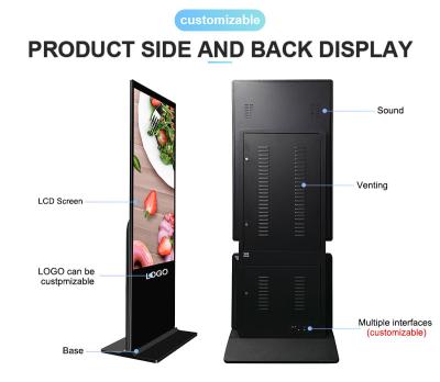 China Qtenboard Lcd 49 55 Inch Indoor Vertical Totem Android Advertising Video Display Free Standing Digital Signage Touch Screen Kiosk for sale