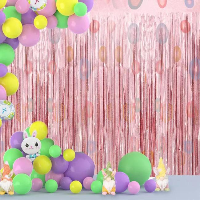Close-up of creative tassel design on party curtain