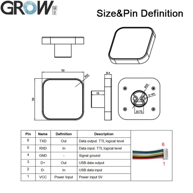 Grow GM811 Series DC5V 1d 2D USB Uart Barcode Scanner Module Reader