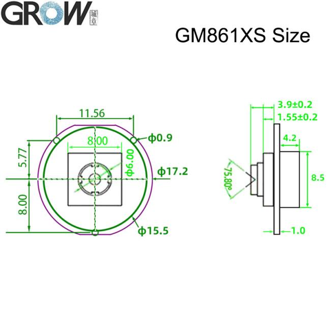 Grow GM861xs Small USB Uart Interface 1d/2D Barcode Reader Module
