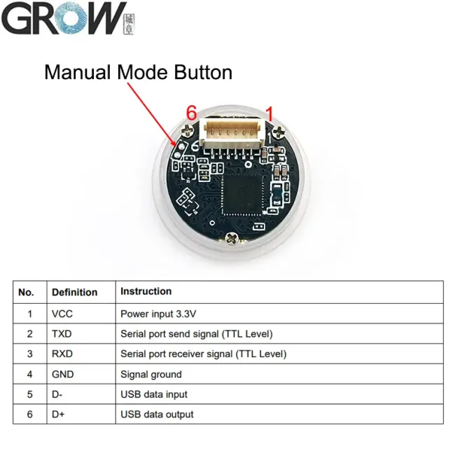 Grow GM861s-LED White Fill Light Qr Code Bar Code Barcode Scanner Module