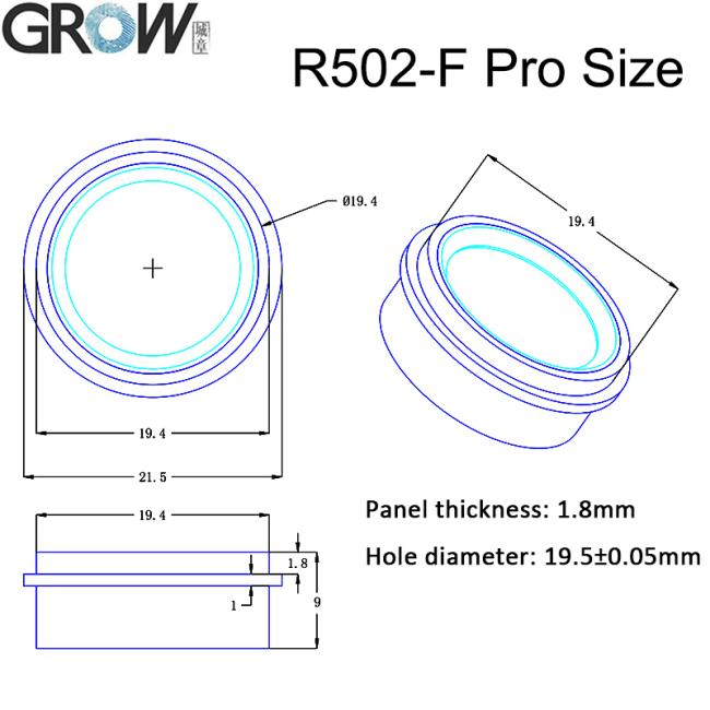Grow R502-F IP65 Waterproof Small DC3.3V RGB LED Capacitive Fingerprint Module