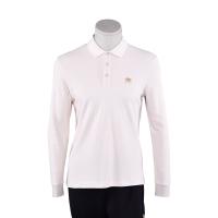 Quality Anti Wrinkle Polo T Shirt In White Long Sleeve Custom Logo Fabric Weight 170-210g for sale