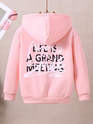 Chine Des pulls pour enfants avec capuchon rose 100% coton 380gm pour un motif solide à vendre