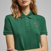 Quality Women'S Polo Short Sleeve Shirt Green Printing Embroidered Breathable ODM for sale