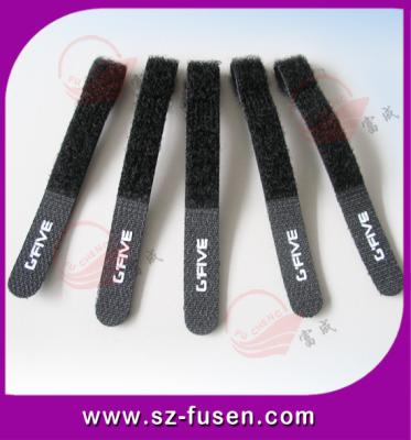 China Black Small Velcro Cable Ties Plus , Office Wire Hook And Loop Wraps for sale