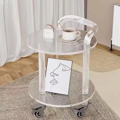 Clear Assembled Acrylic Rolling Cart With Wheels For Dinning Room Bedroom