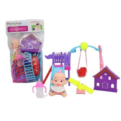 China Educational Baby Play House Set Mini 5 Inch Expression Baby Doll For Kids Te koop