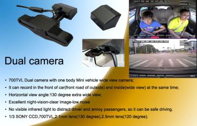 Cina Visione notturna macchina fotografica grandangolare doppia 700tvl dell'automobile da 130 gradi per l'automobile/taxi/SUV in vendita