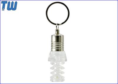 China Transparent LED Light Bulb Type 8GB Pen Drive Metal Cap with Key Ring for sale