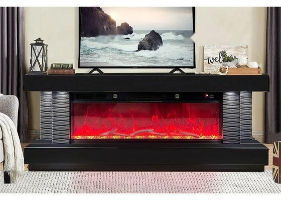 JS-TV05 Large Mirrored Electric Fire TV Stand in modern living room setting