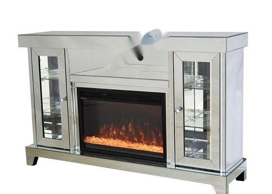 JSF528 FIREPLACE TV Stand with LED mirrored fireplace and crushed diamond design