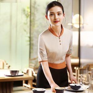 China Short Sleeves Free Design Hotel Fast Food Restaurant Waiter Uniform Designs for sale