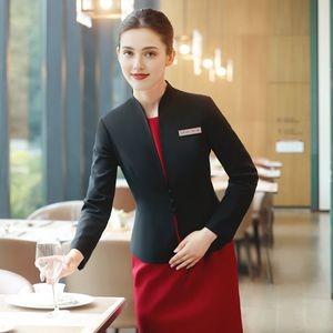 China Women Professional Suit Reception Fashion Dress Short Sleeve Manager Hotel Staff Uniform for sale