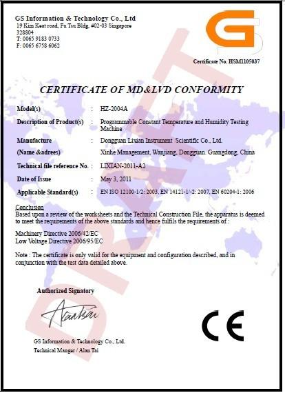 EN 61010-1:2010, EN 61326-1:2013, EN 61000-3-2:2014 EN 61000-3-3:2013 - Dongguan Lixian Instrument Scientific Co.,LTD