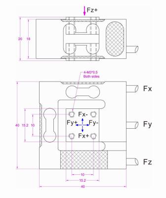 China Transductor triaxial multiaxial de la medida de la fuerza del sensor 100N 50N 20N 10N Fx Fy Fz en venta
