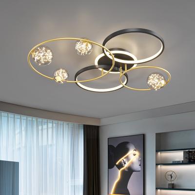 China Modern Simple Round Led Ceiling Light Minimalist Living Room Bedroom Black Gold Ceiling Light(WH-MA-284) for sale