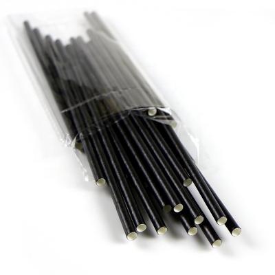 250pcs Biodegradable Customized Logo Black Paper Straws 197mm for Eco Friendly
