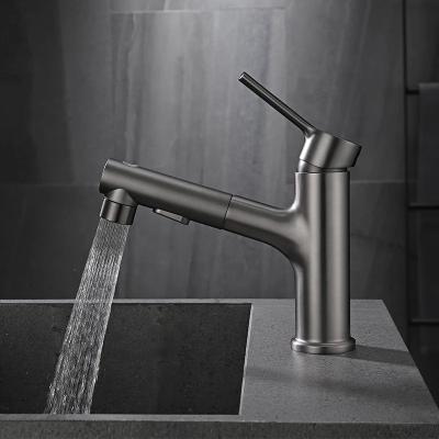 China Het messing trekt van het het Gaten Enige Handvat van 360°Swivel Enige het Bassinmixer in Grey Matte Black Gold terug Te koop