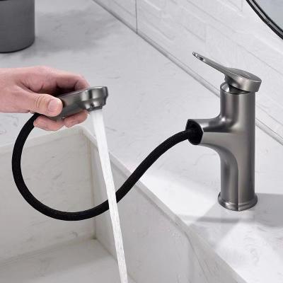 China Moderne het messing trekt van het het Gaten Enige Handvat van 360°Swivel Enige het Bassinmixer in Chrome Matte Black Grey terug Te koop