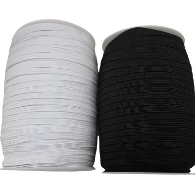 China Polyester geflochten, elastisch, schwarz-weißfarben, umweltfreundliches Gummiband für Notebooks zu verkaufen