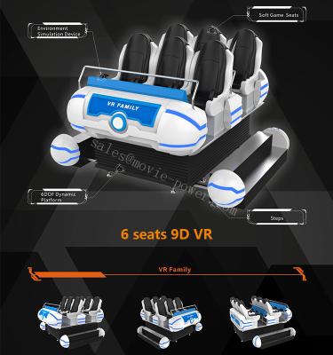 Cina cinema di 9.5KW 9D VR, 6 macchina del gioco del parco di divertimenti VR della piattaforma di Dof dei sedili 6 in vendita