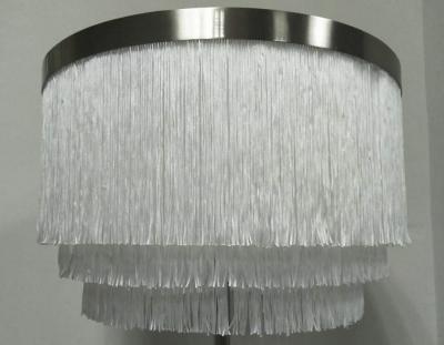 Cina Paralume bianco della frangia della nappa di 3 strati con progettazione del tamburo della disposizione di Chrome grande in vendita