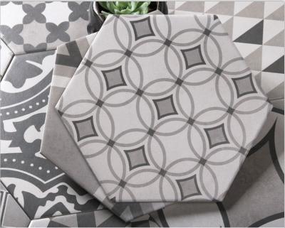 China 8' blanco y negro del hexágono teja moderna Matte Finished de la porcelana de X9.2 en venta