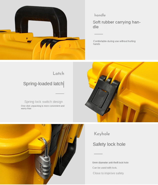 Interior view of waterproof tool case showing pre-cut foam compartments