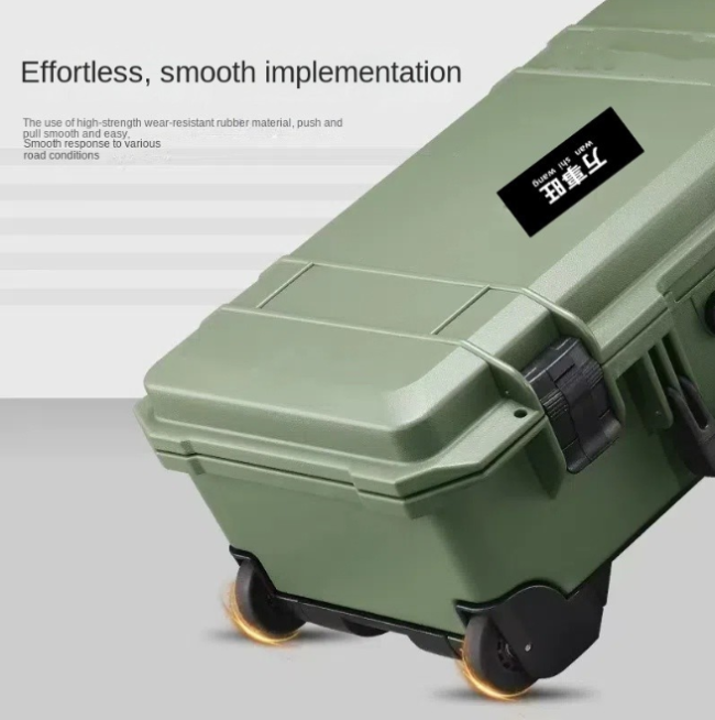 Waterproof case with telescopic handle and wheels