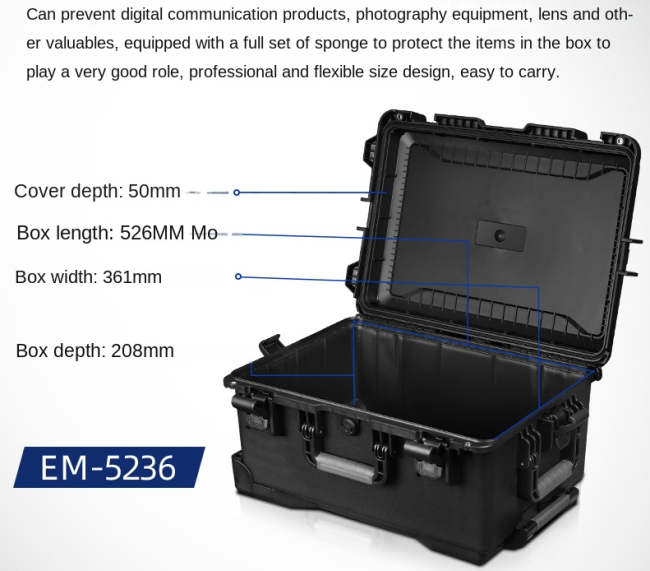 Custom waterproof carrying case showing foam insert and construction details