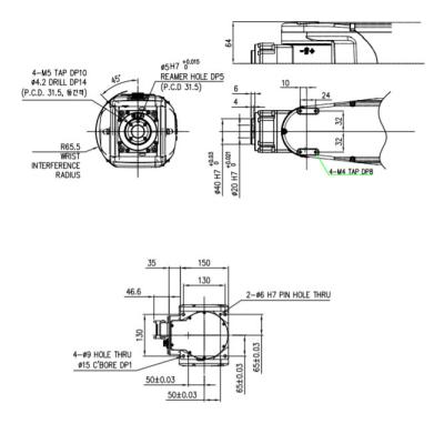 Chine 6 axes Charge utile 4 kg atteindre 58 mm HH4 Assemblage de haute précision Manipulation de l'emballage bras robot industriel à vendre