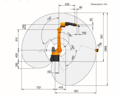 Chine Kr de bras de robot industriel de 6 axes 8 R1620 avec Sander Machine And Linear Tracker à vendre