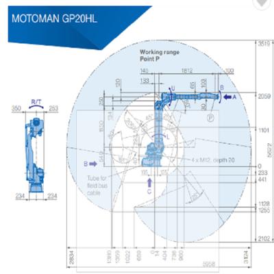 China Industrieroboterarm YASKAWA GP20 mit YRC1000-Steuerung und 25 KG Spiellast für Materialübergabe und Verpackung zu verkaufen