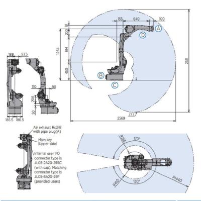 Chine 6 axes bras robot GP12 charge utile 12 kg atteindre 1440 mm pour le traitement du matériel rapide et précis Matecurate robot de traitement du matériel à vendre