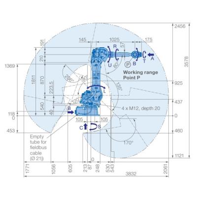 중국 6 축 로봇 팔 GP50 유해물 50kg 2061mm까지 도달 판매용