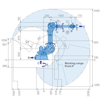 중국 6 축 로봇 팔 GP88 실력 88kg 도달 2236mm 재료 핸딩 로봇 판매용