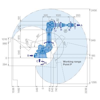 중국 6 축 로봇 팔 GP110 유료물 110kg 2236mm까지 도달 판매용