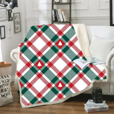 China Kerstmatige gedrukte Sherpa gooi zachte knus pluis fleece dekens voor sofa bedden winter Te koop