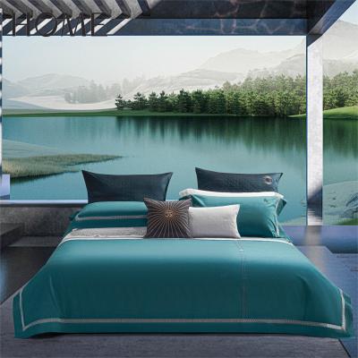 China Luchtdoorlaatbare Europese stijl 100% katoen jacquard 300TC 4pcs beddengoed sets Geen vulling Te koop