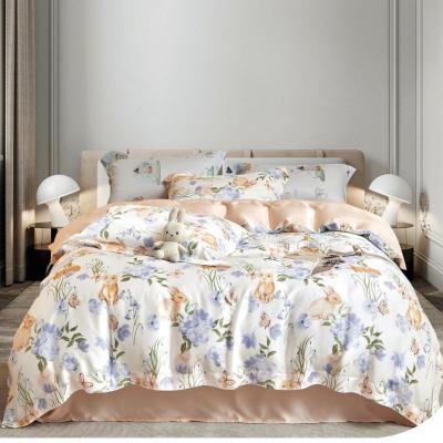 China Gepersonaliseerde kleur 4 stuks Luxe polyester platte stof zachte hotel design beddengoed set voor king bed Te koop