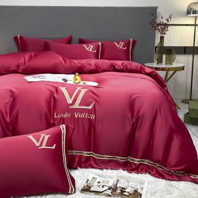 Cina Vintage Luxury lavato cotone seta ricamo 4 pcs Set di biancheria da letto King Size Comforter Set in vendita