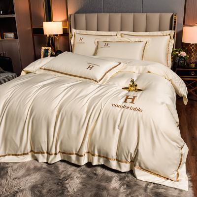China Huis Hotel Huwelijk Luxe Solid Colour Dekbed Dekbed Plaat Kussenkoffer Bed Set Te koop
