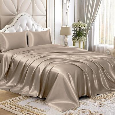 Китай Настраиваемые атласные простыни постельное белье набор Twin Size 2 PCS плоский постельный белье с тканым дизайном продается